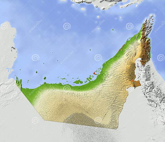 Arab Emirates, Shaded Relief Map Stock Illustration - Illustration of ...