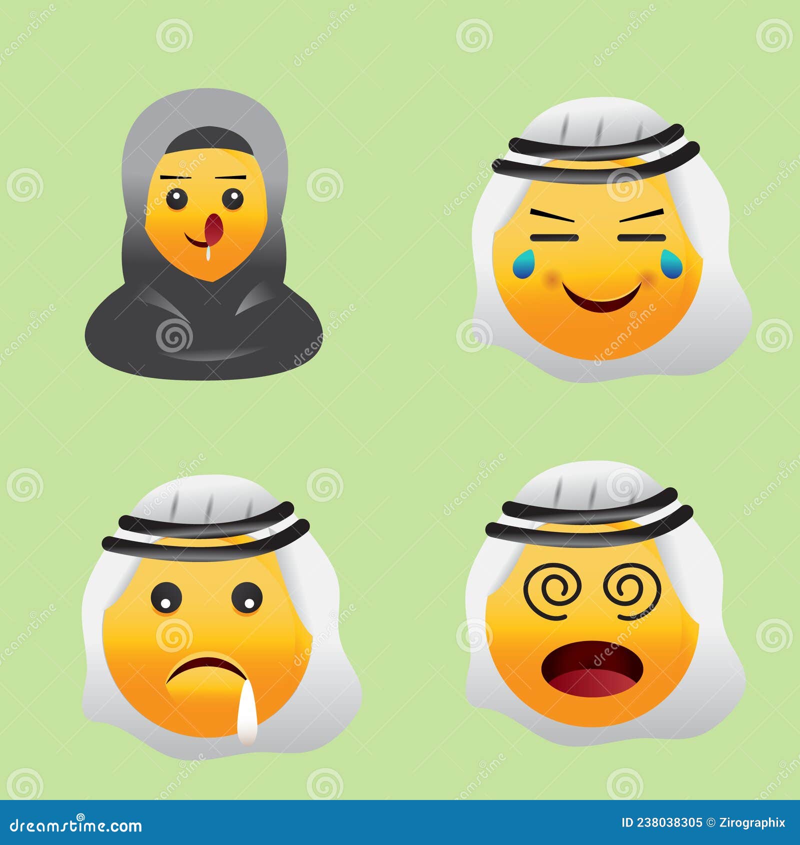 Arab Emojis Vector Icon Symbol Illustration Stock Vector - Illustration ...