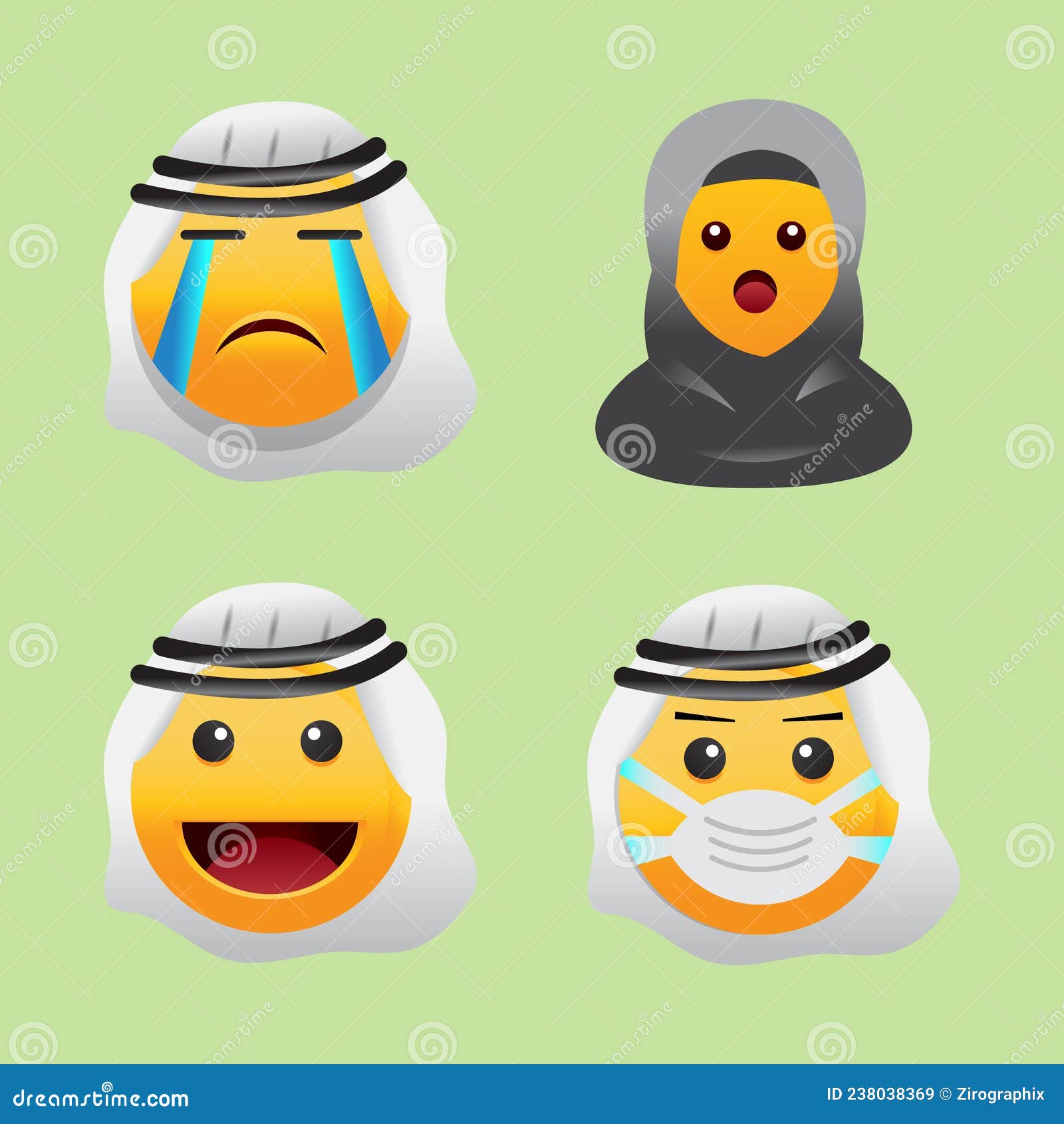 Arab Emojis Vector Icon Symbol Illustration Stock Vector - Illustration ...
