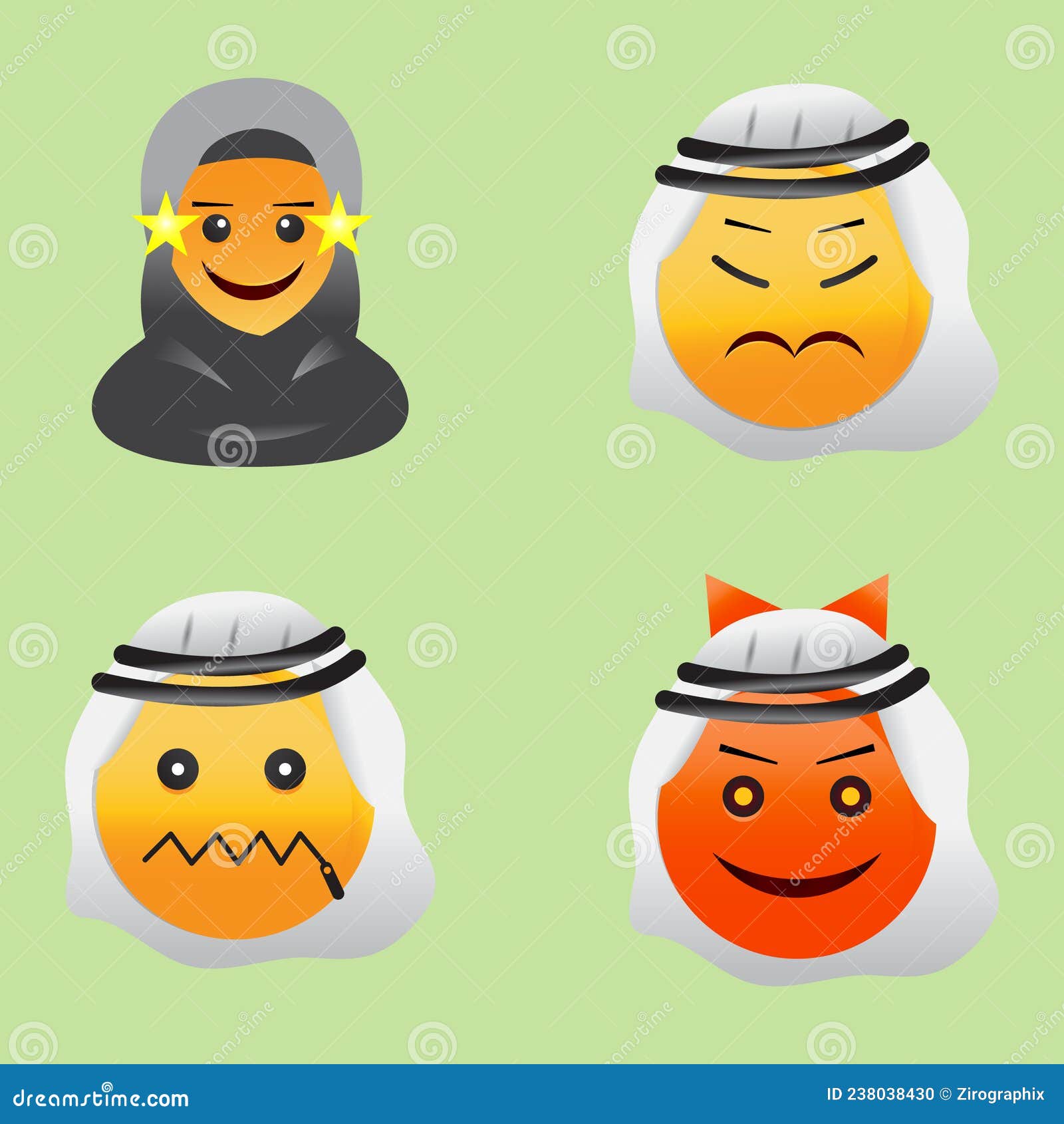 Arab Emojis Vector Icon Symbol Illustration Stock Vector - Illustration ...