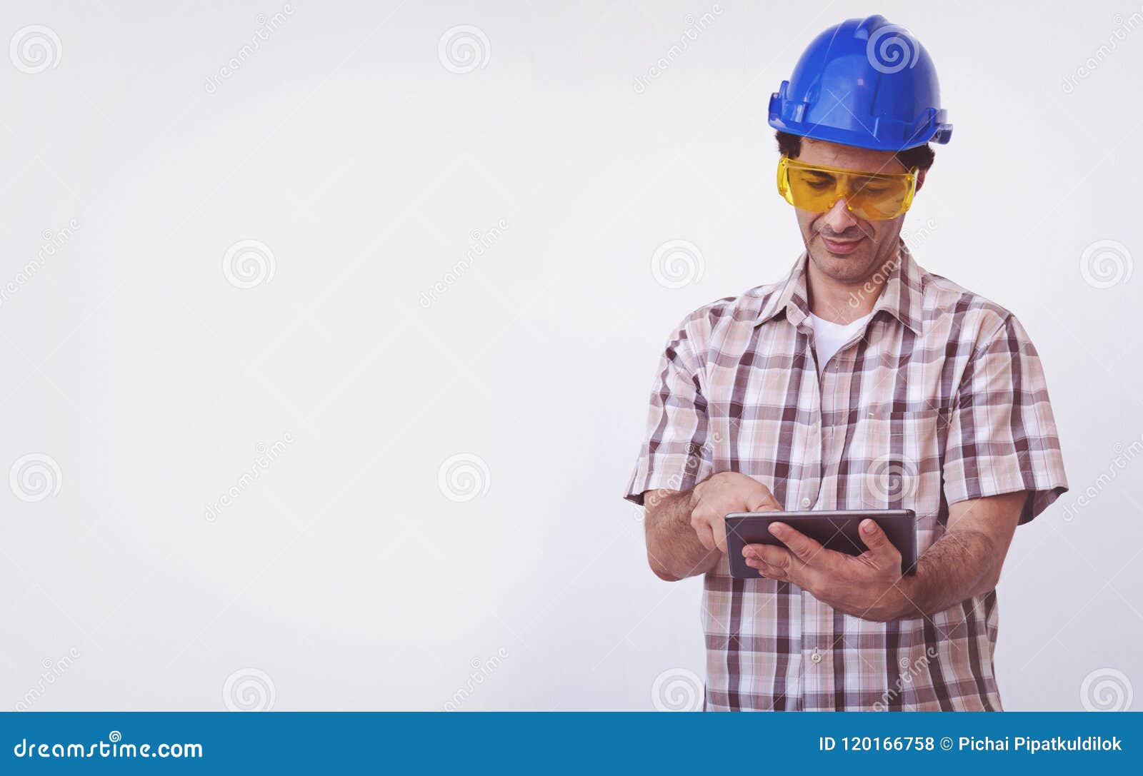 Arab Engineer Man Wear Blue Cap Safety Helmet Stock Photo - Image of ...