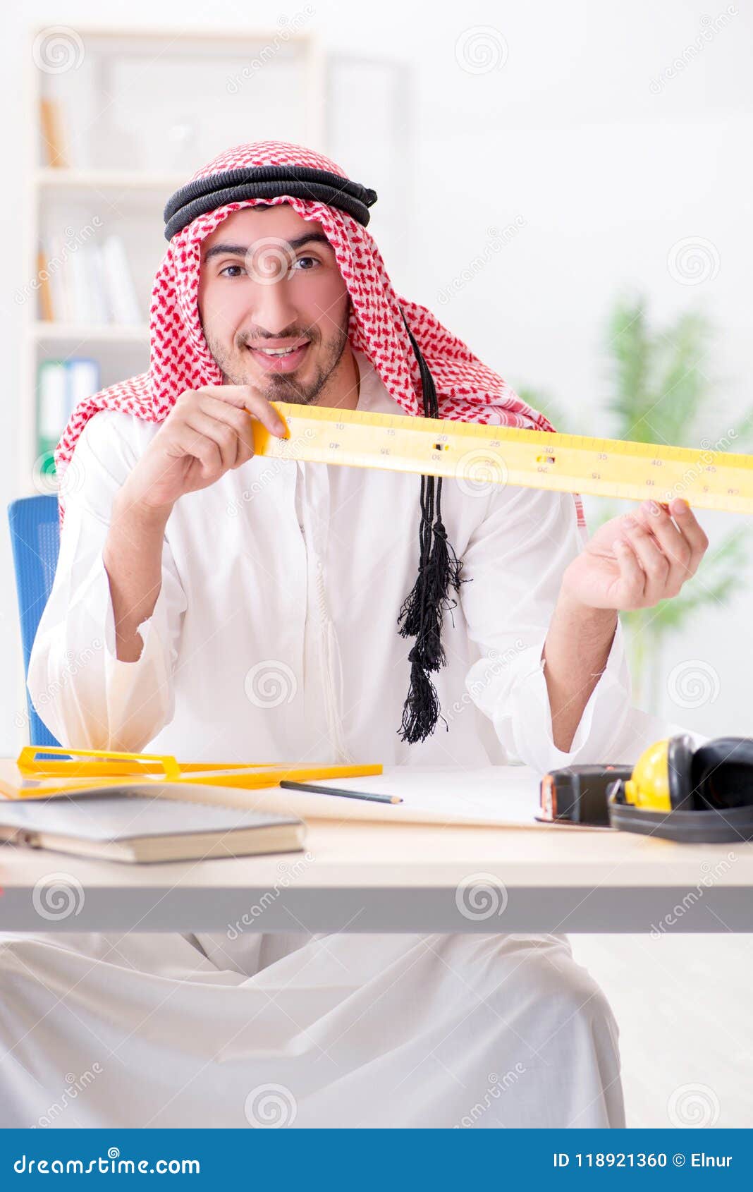 The Arab Engineer Working on New Project Stock Photo - Image of ...