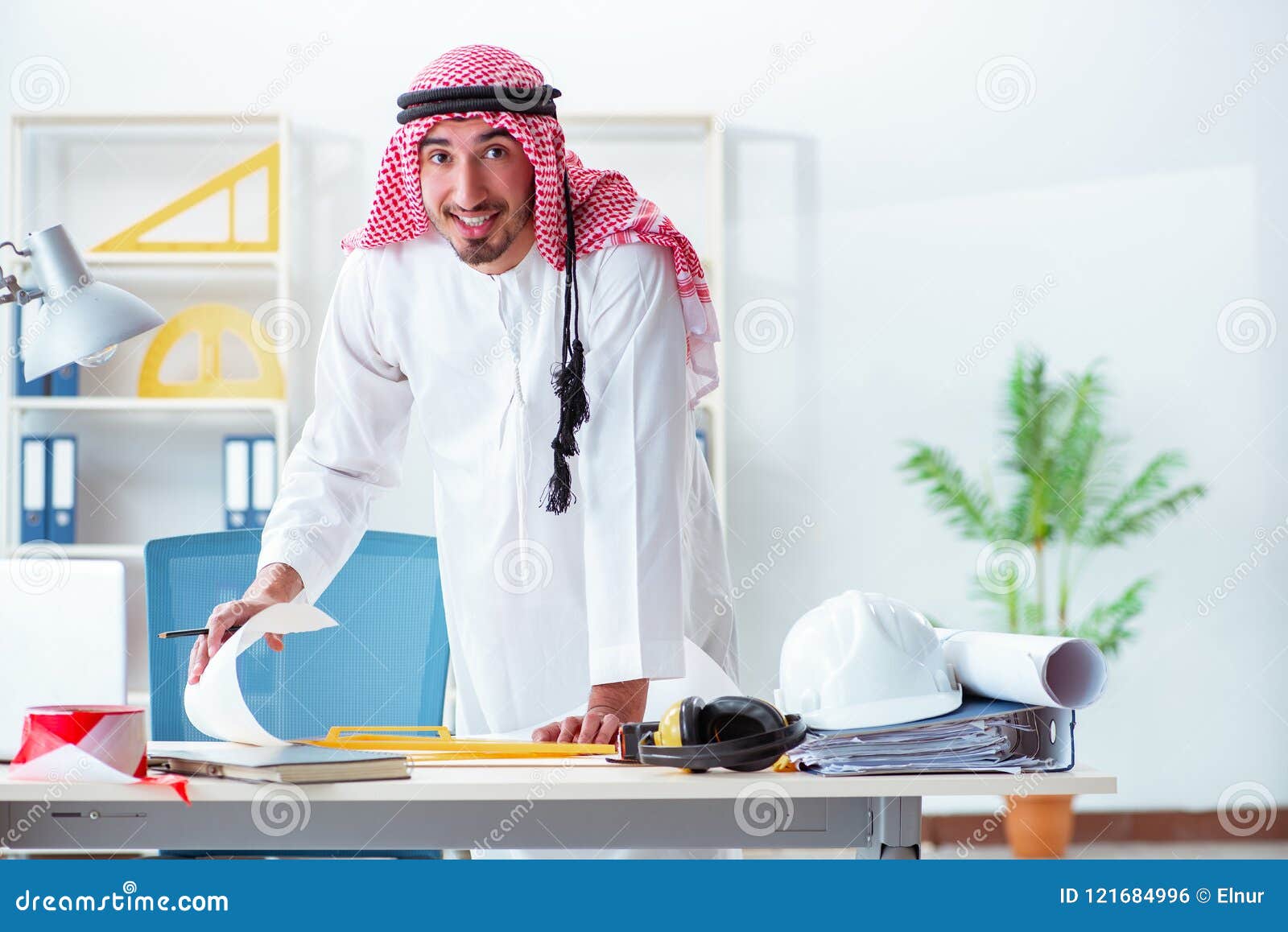 The Arab Engineer Working on New Project Stock Photo - Image of ...