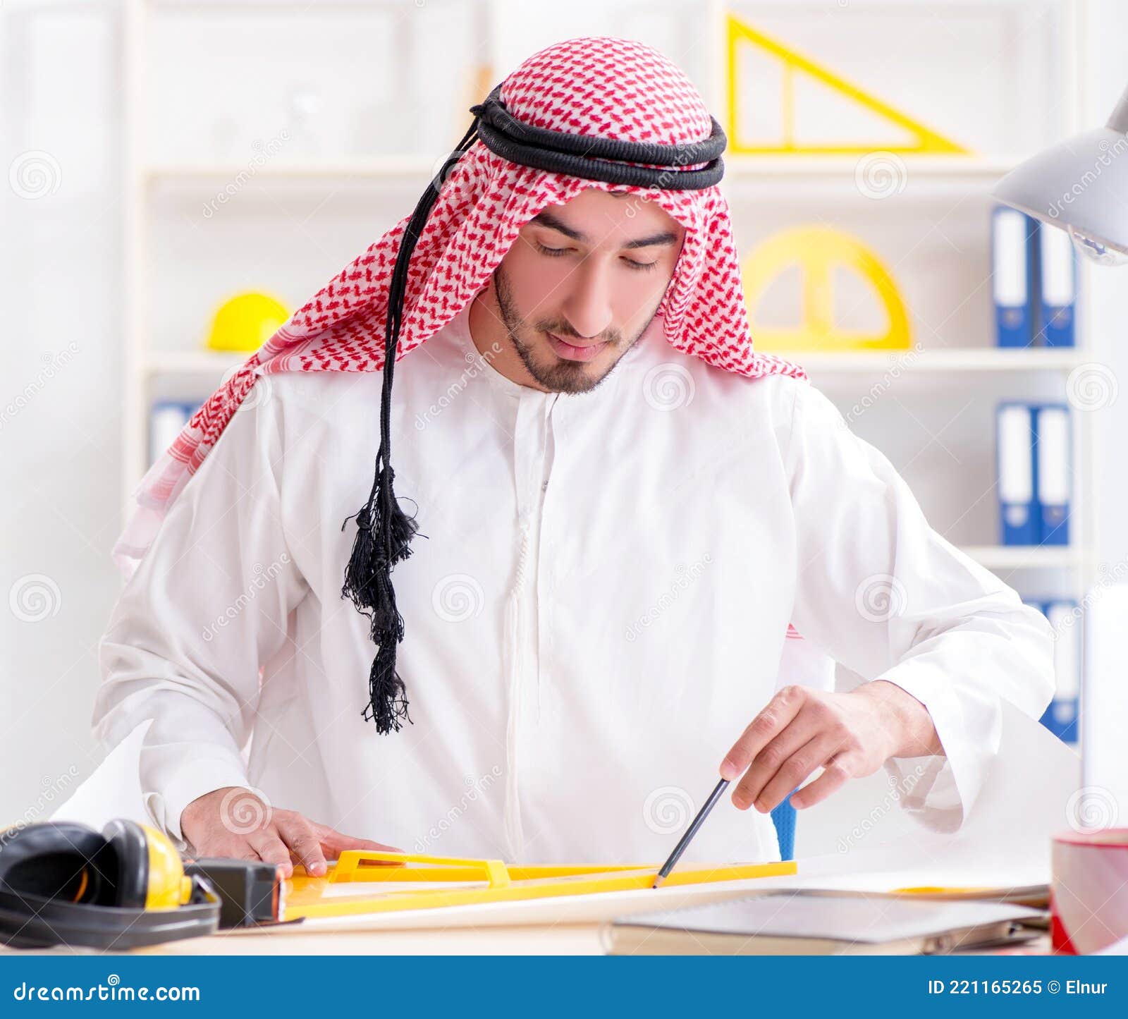 Arab Engineer Working on New Project Stock Image - Image of arabic ...