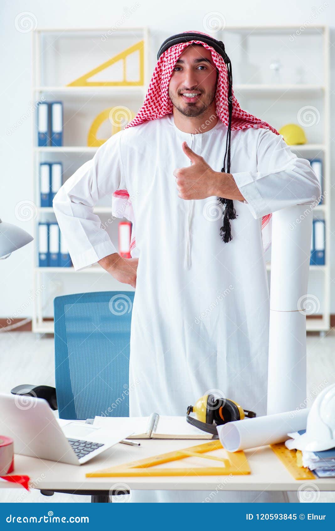 The Arab Engineer Working on New Project Stock Image - Image of arabian ...