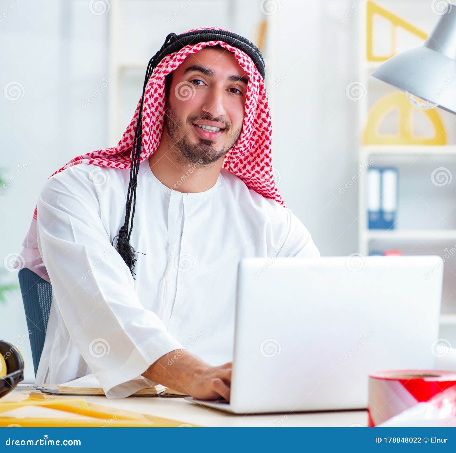 Arab Engineer Working on New Project Stock Photo - Image of business ...
