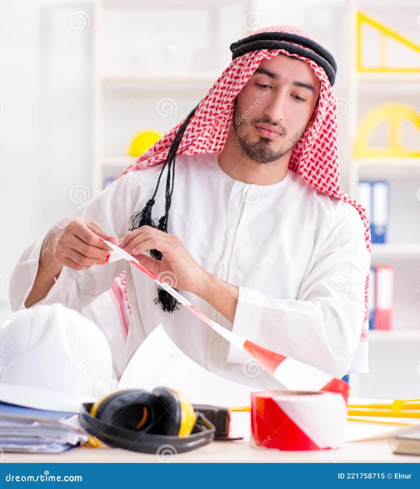 Arab Engineer Working on New Project Stock Image - Image of builder ...