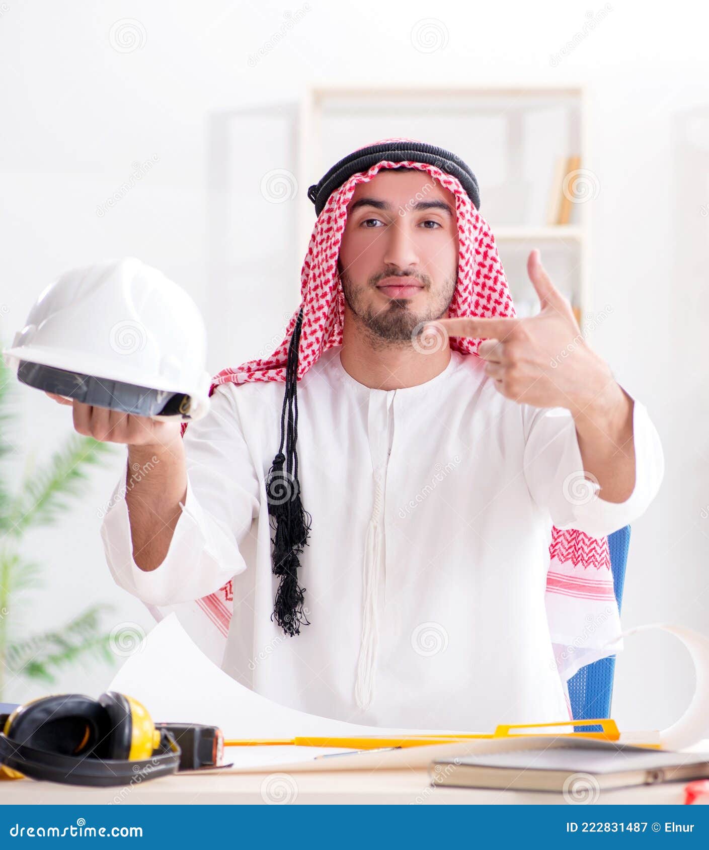 Arab Engineer Working on New Project Stock Image - Image of business ...