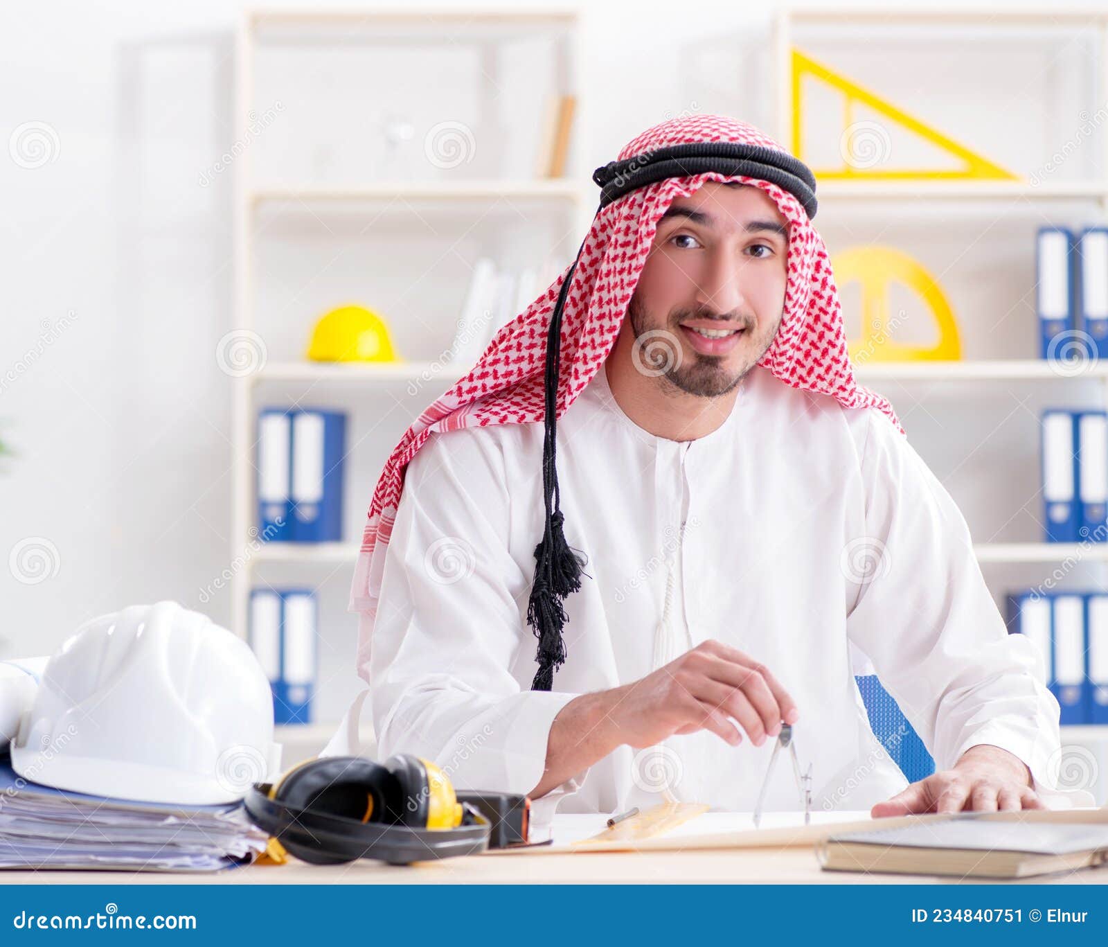 Arab Engineer Working on New Project Stock Image - Image of engineer ...