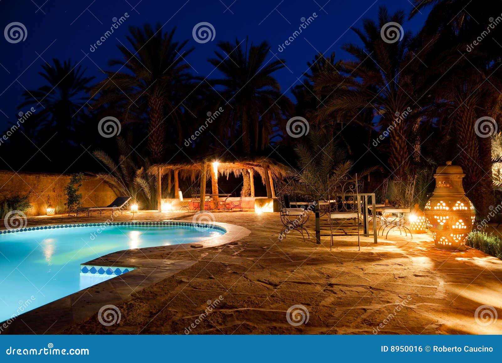 Arab hotel pool evening stock photo. Image of vacation - 8950016