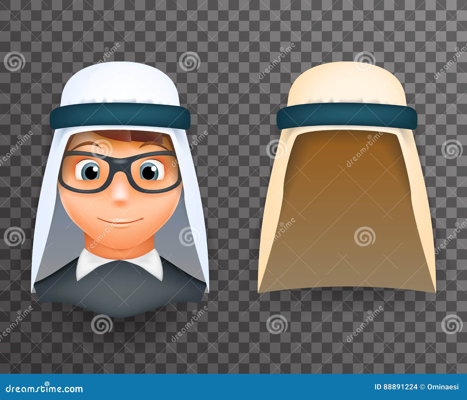 Arab Keffiyeh Mask on Boys Head 3d Design Template Vector Illustration ...