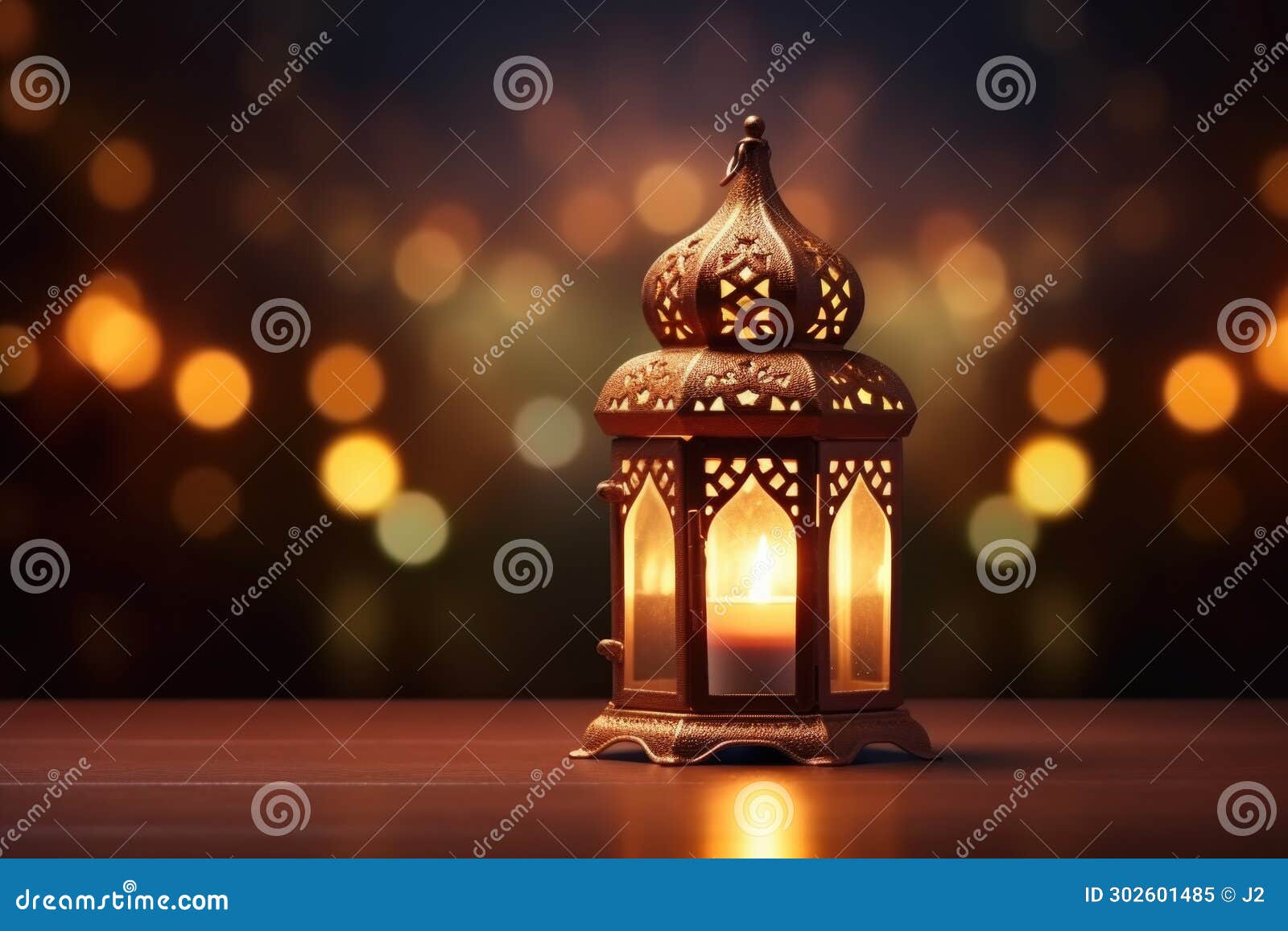 Arab Lantern with a Light Inside in the Night on Background of Lights ...