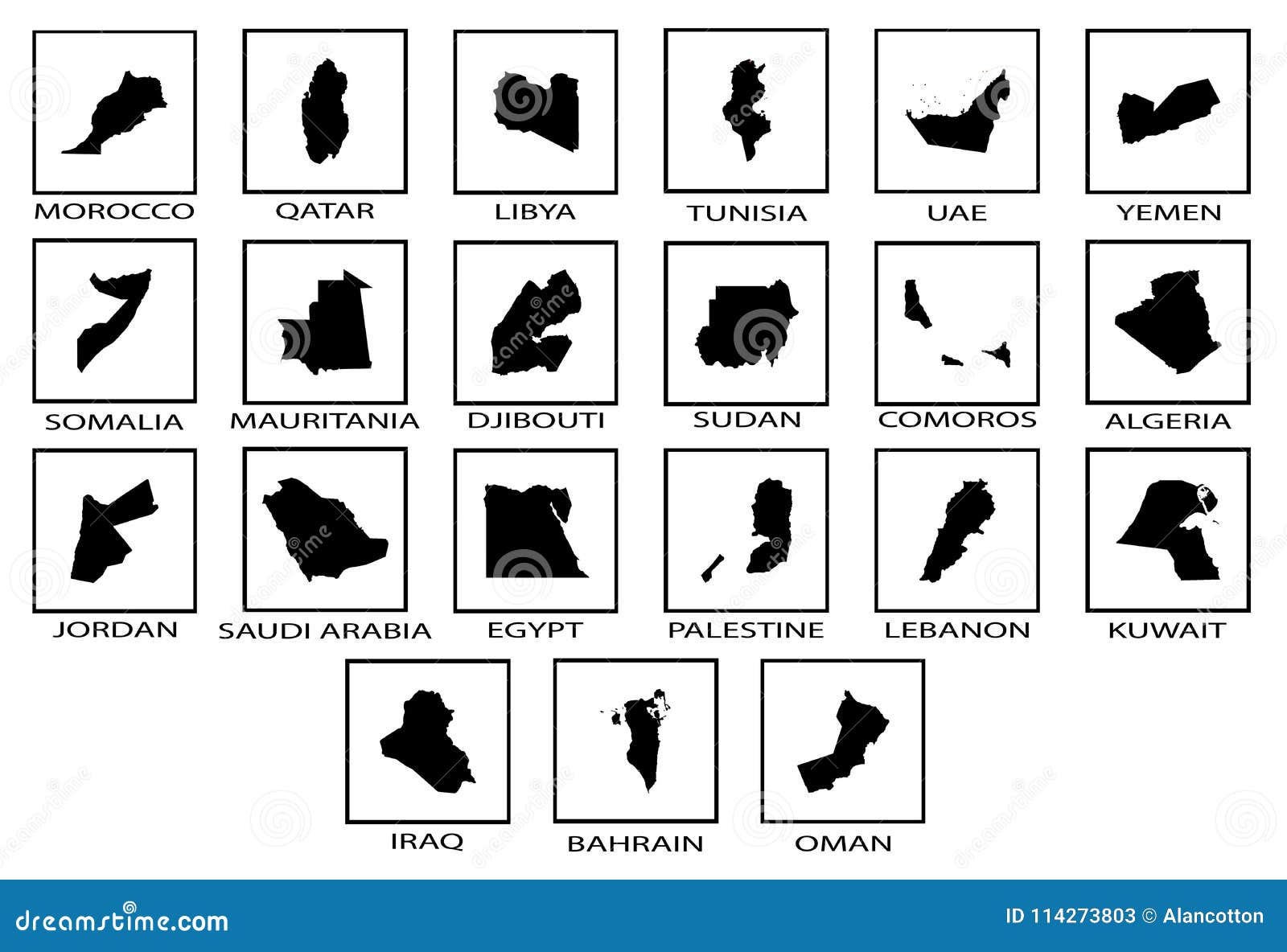Arab League Countries Map Icons Stock Vector - Illustration of icons ...