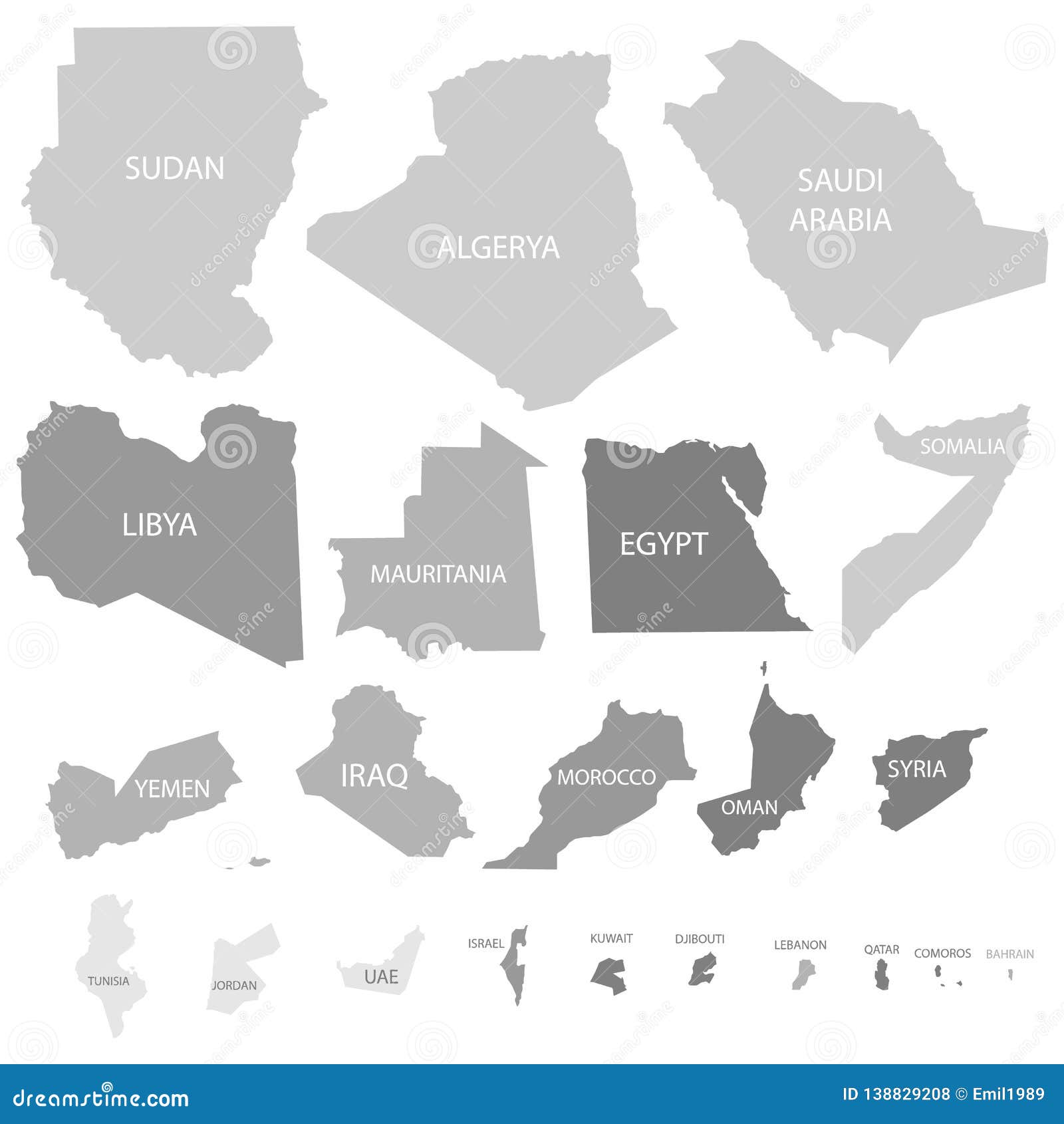 Arab League Countries Maps Set Stock Illustration - Illustration of ...