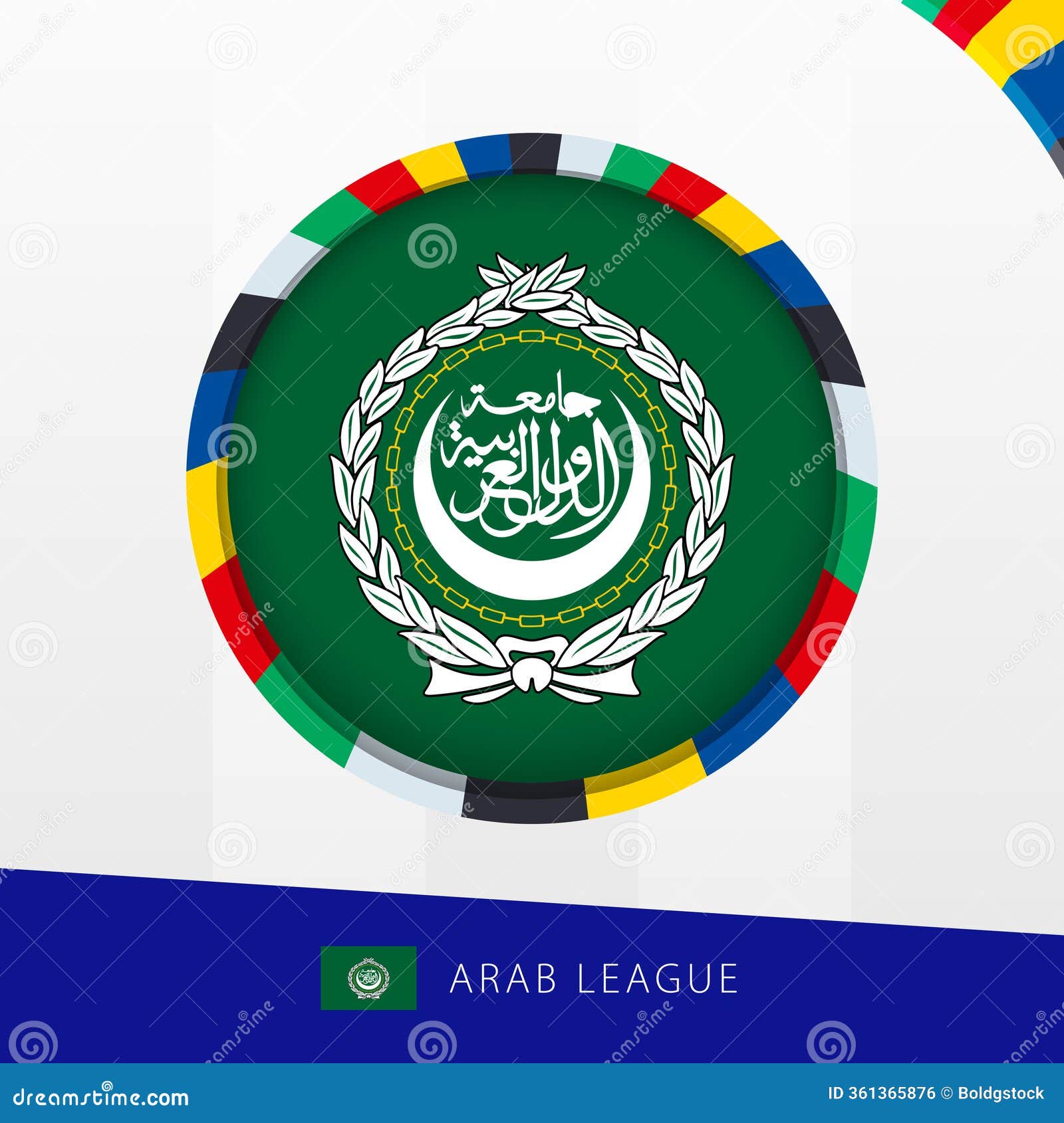 Arab League Flag with Colorful Circle Border Stock Vector ...