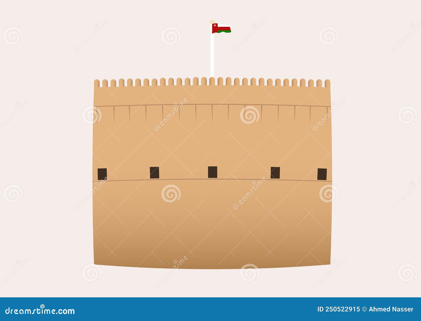 Nizwa Fort in Oman stock vector. Illustration of sketch - 250522915