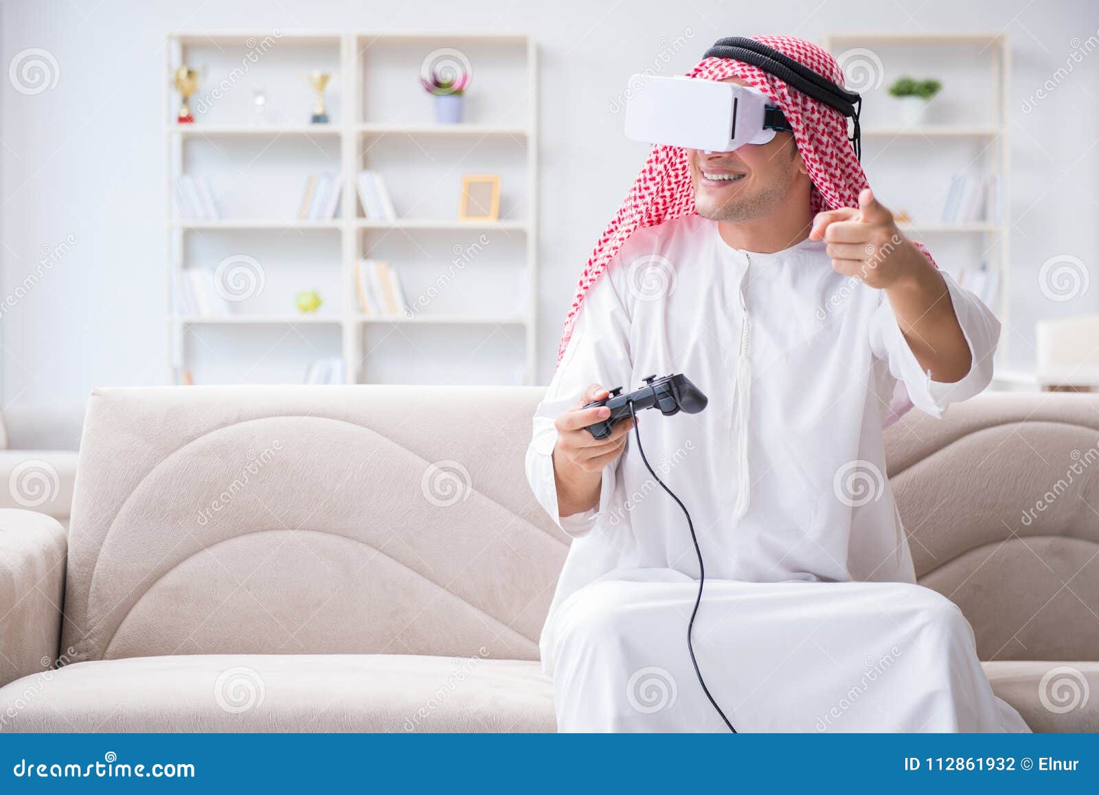 The Arab Man Addicted To Video Games Stock Photo - Image of gamepad ...
