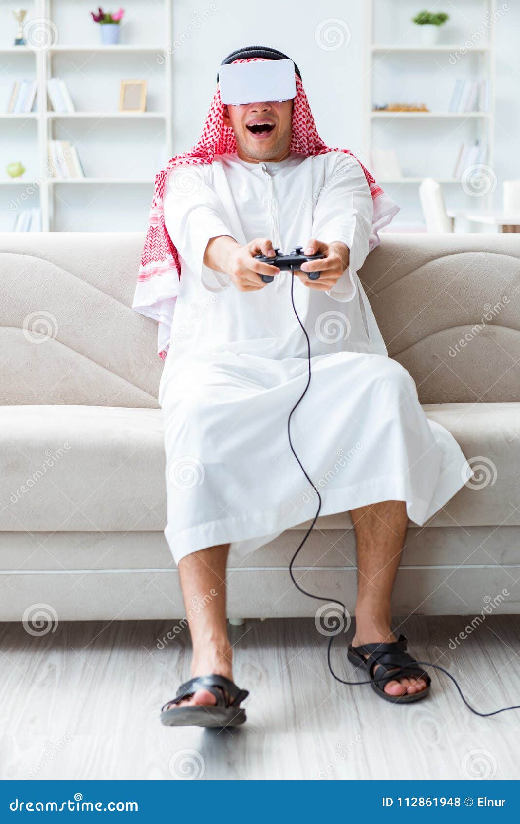 The Arab Man Addicted To Video Games Stock Photo - Image of controller ...