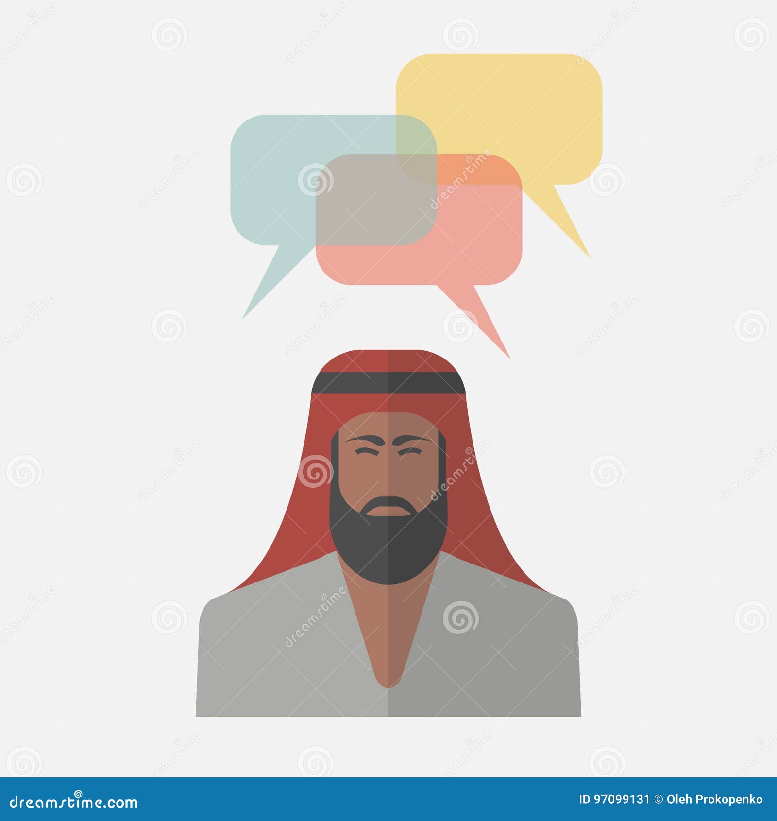 Arab Man with Colorful Dialog Speech Bubbles Stock Vector ...