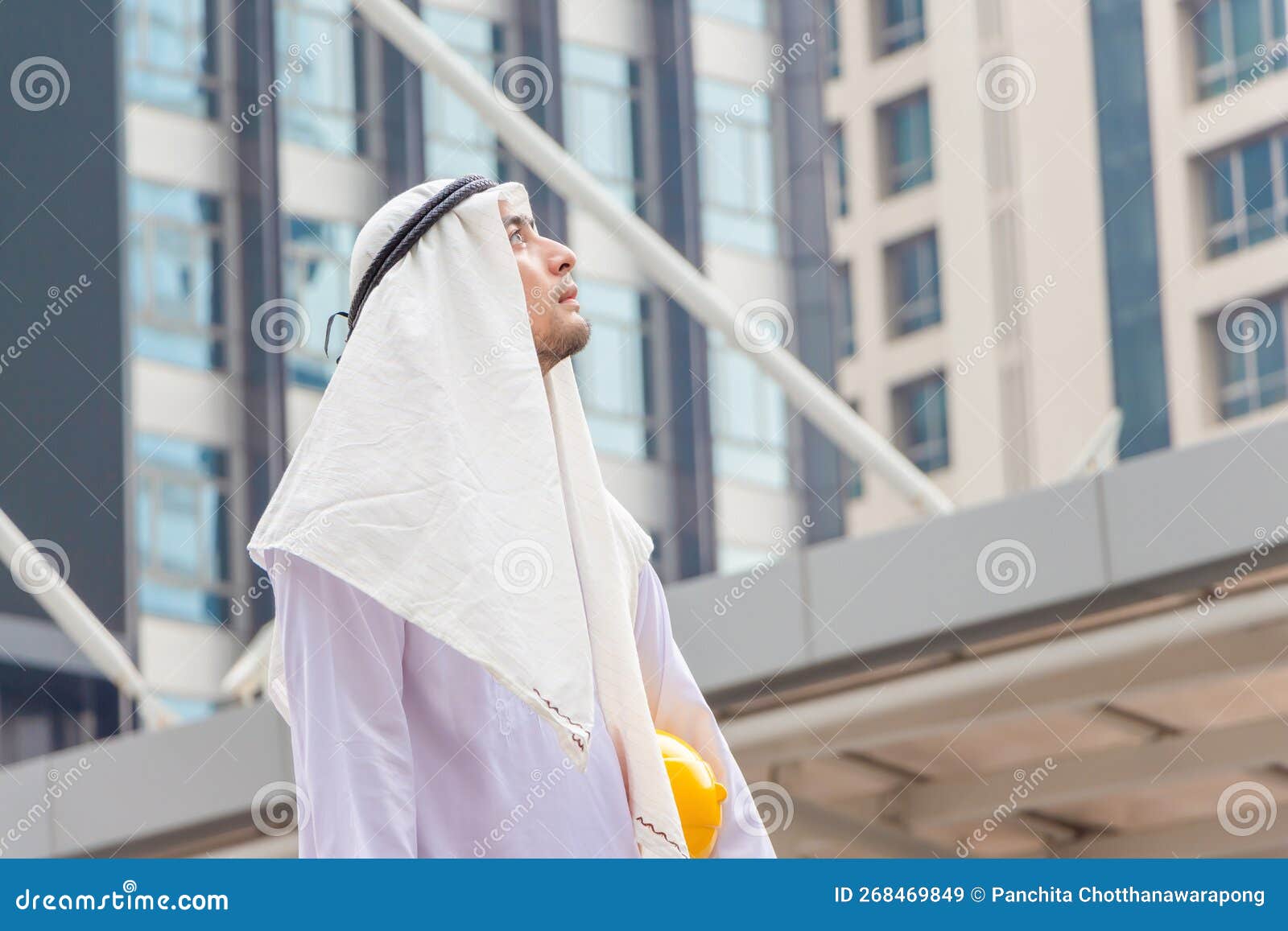 Arab Man Construction Civil Engineer at Building Construction Site ...