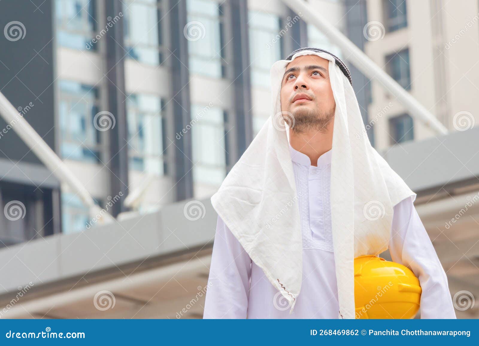 Arab Man Construction Civil Engineer at Building Construction Site ...