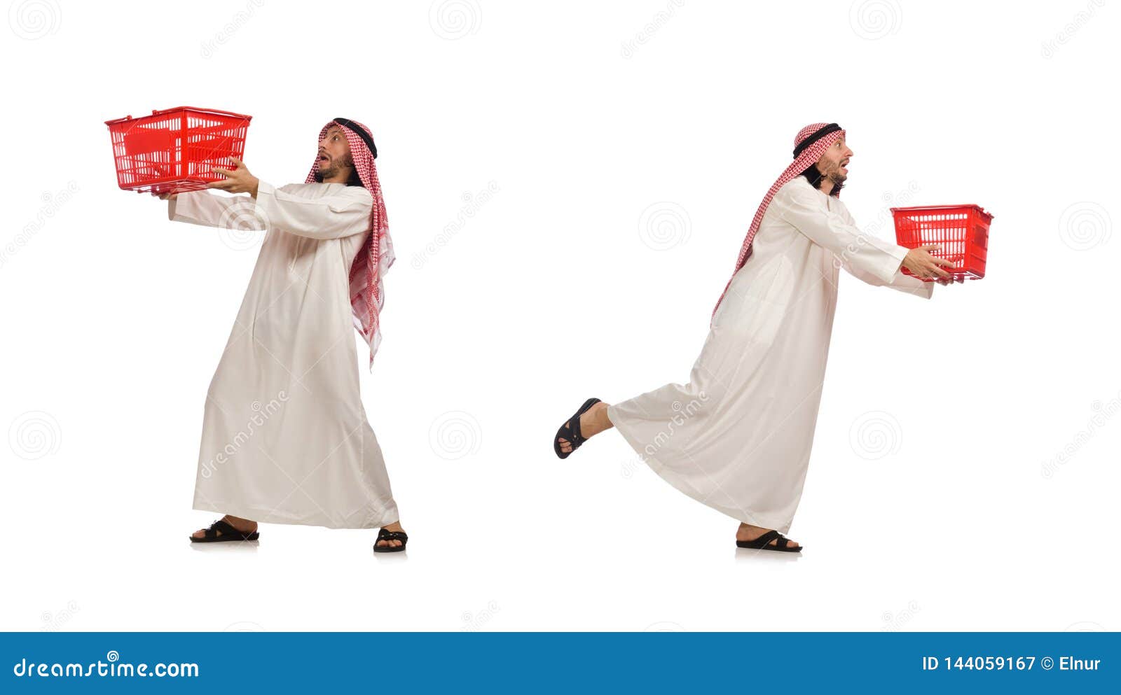 The Arab Man Doing Shopping Isolated on White Stock Image - Image of ...
