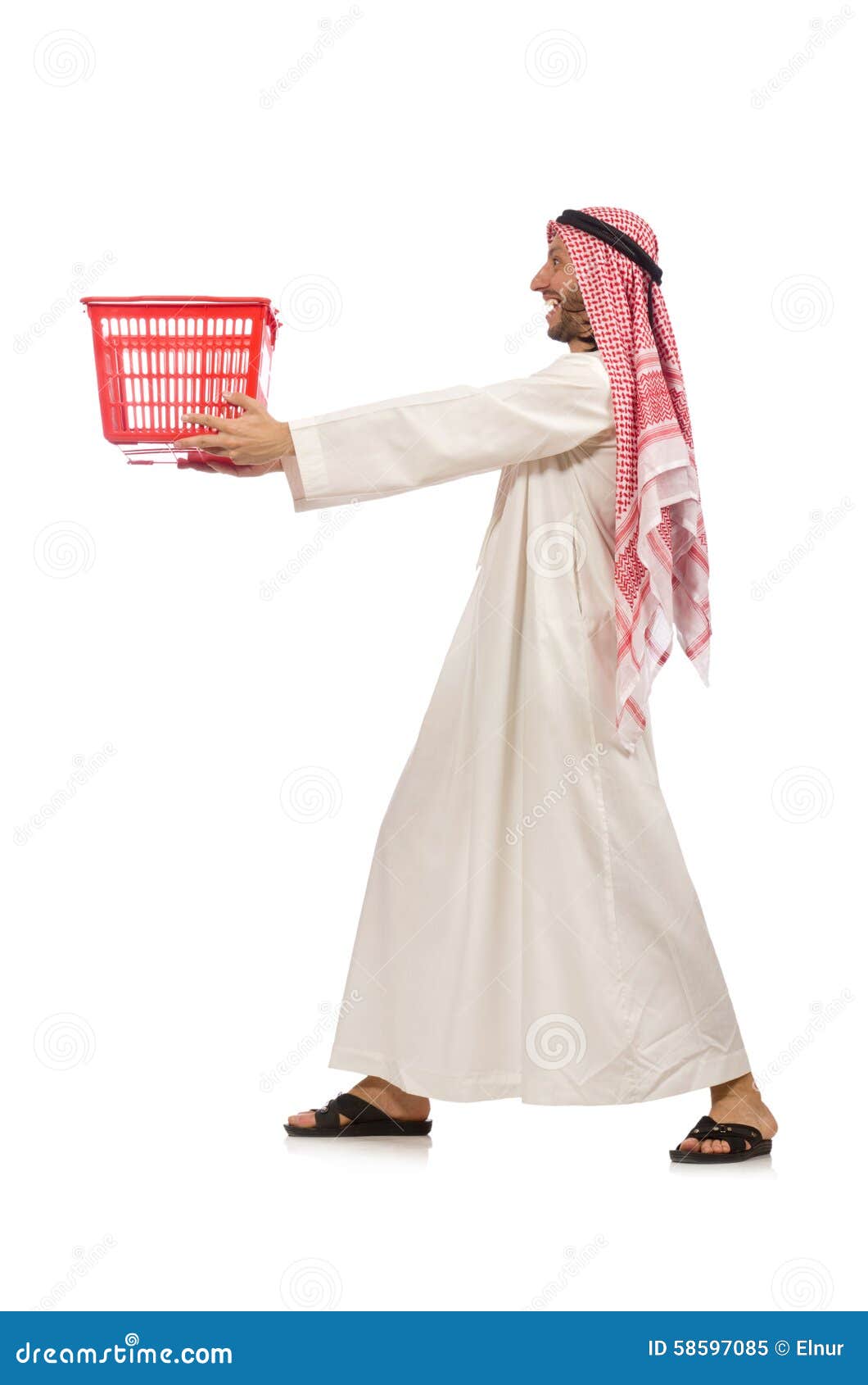 Arab Man Doing Shopping Isolated on White Stock Image - Image of ethnic ...