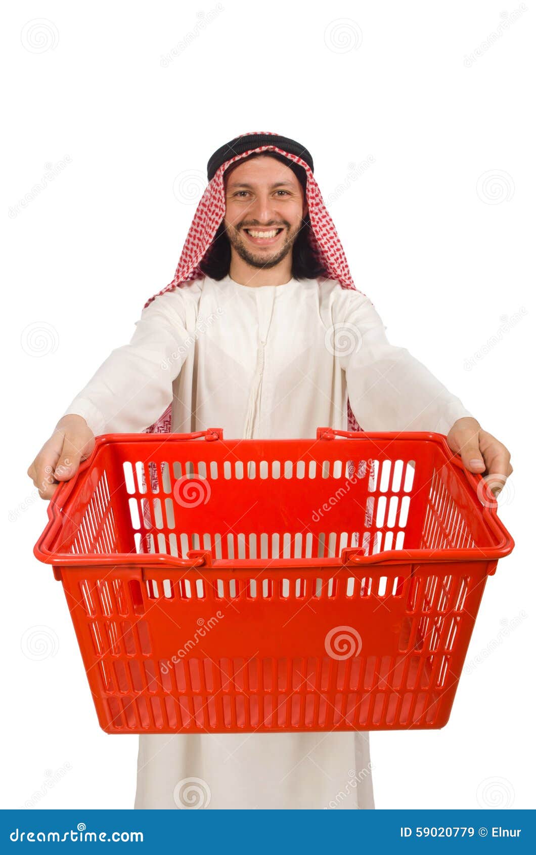 Arab Man Doing Shopping Isolated on White Stock Image - Image of male ...