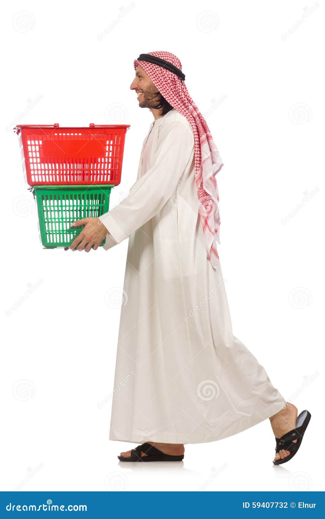 Arab Man Doing Shopping Isolated on White Stock Photo - Image of buying ...