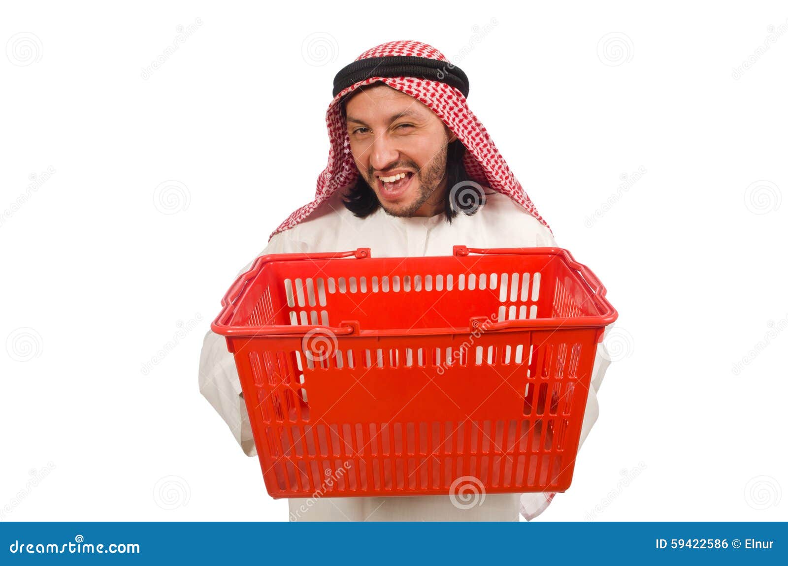 Arab Man Doing Shopping Isolated on White Stock Photo - Image of mall ...