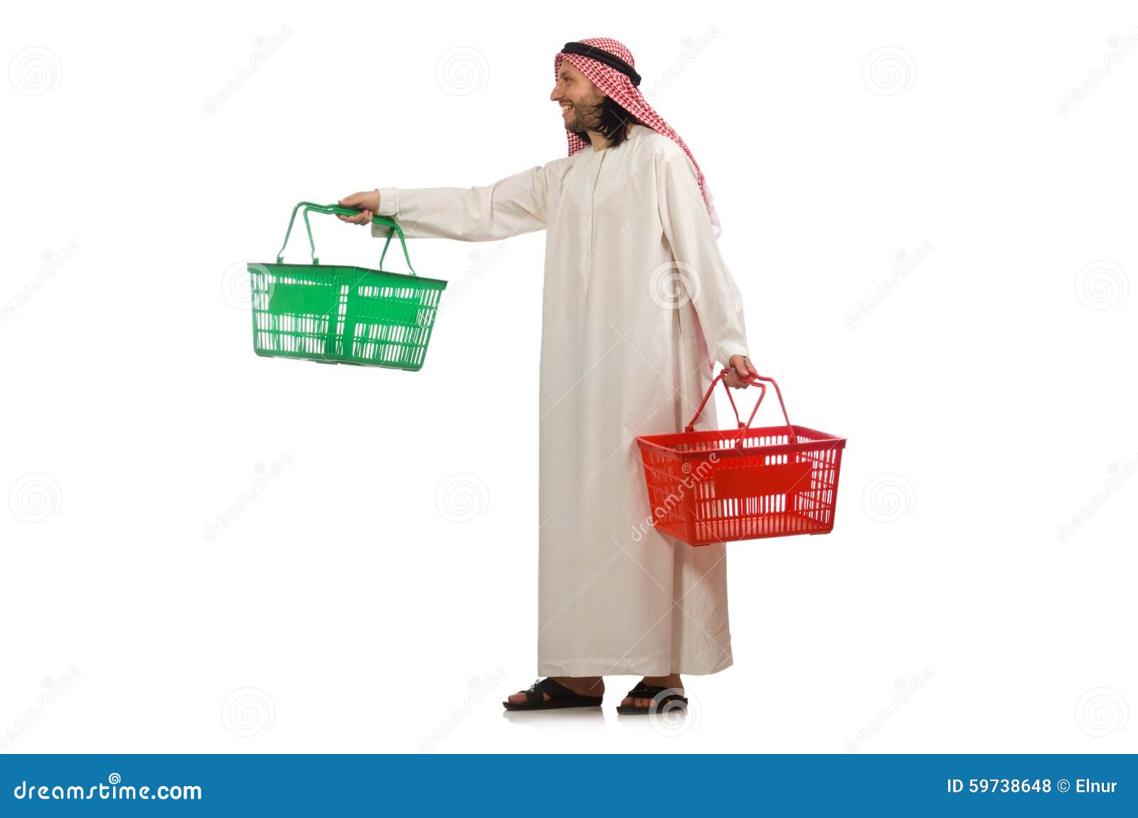 Arab Man Doing Shopping Isolated on White Stock Photo - Image of ...