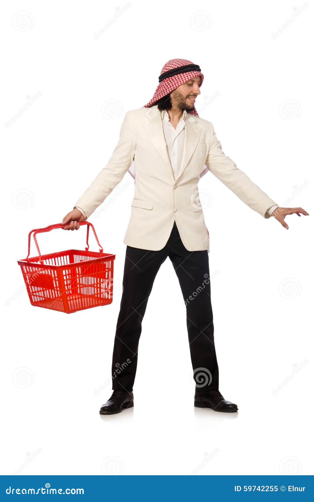 Arab Man Doing Shopping Isolated on White Stock Image - Image of ...