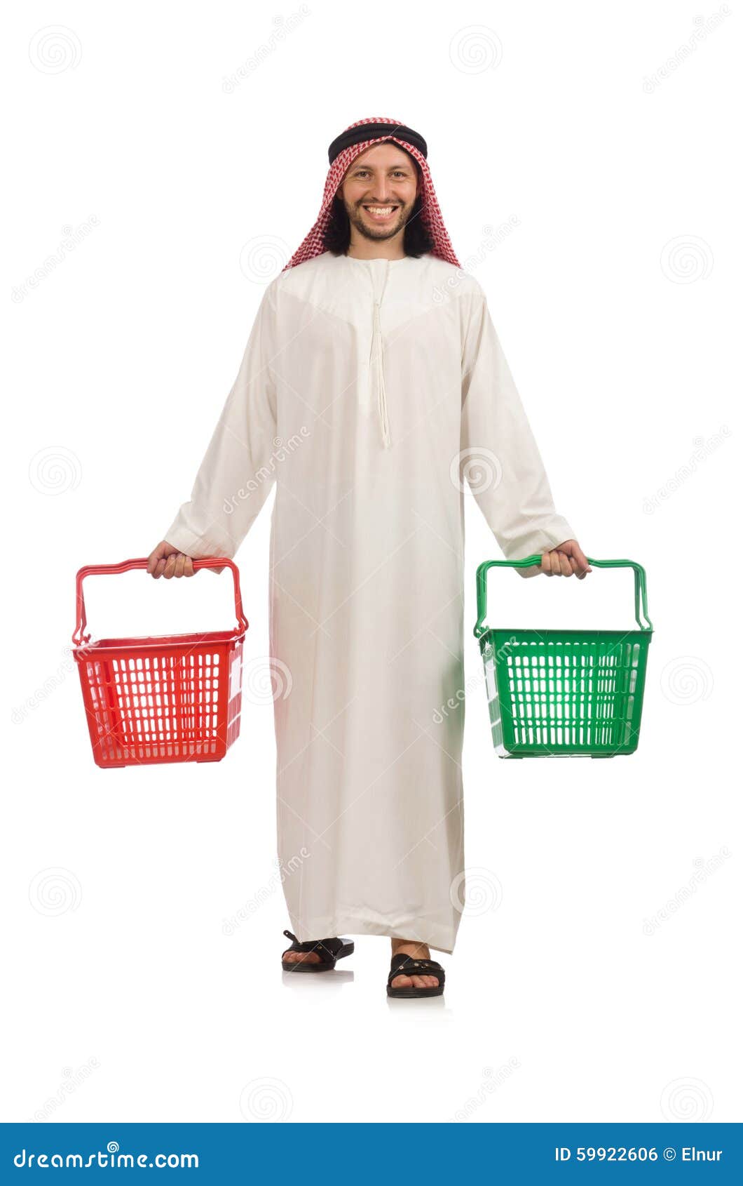 Arab Man Doing Shopping Isolated on White Stock Photo - Image of market ...