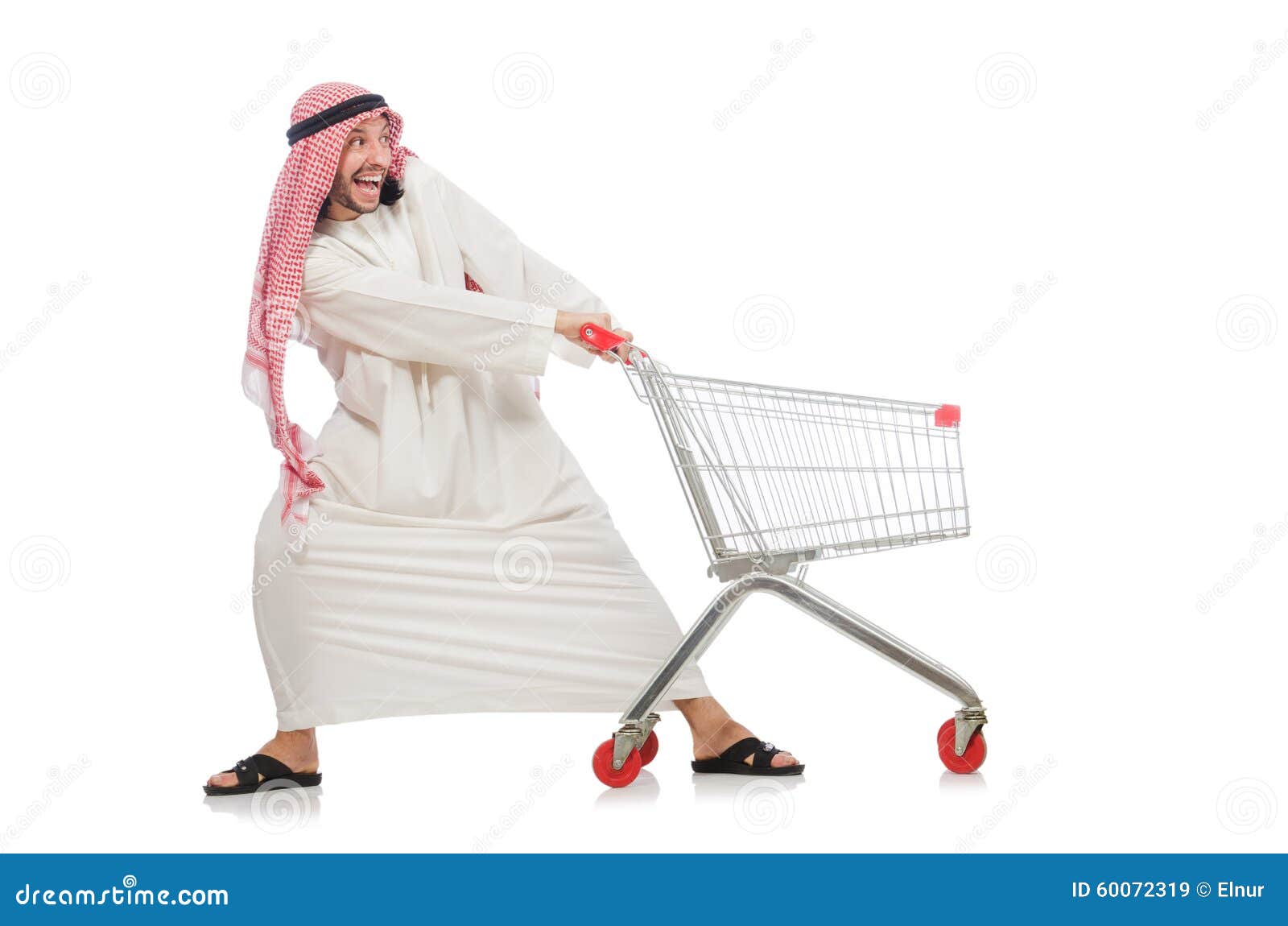 Arab Man Doing Shopping Isolated on White Stock Image - Image of client ...