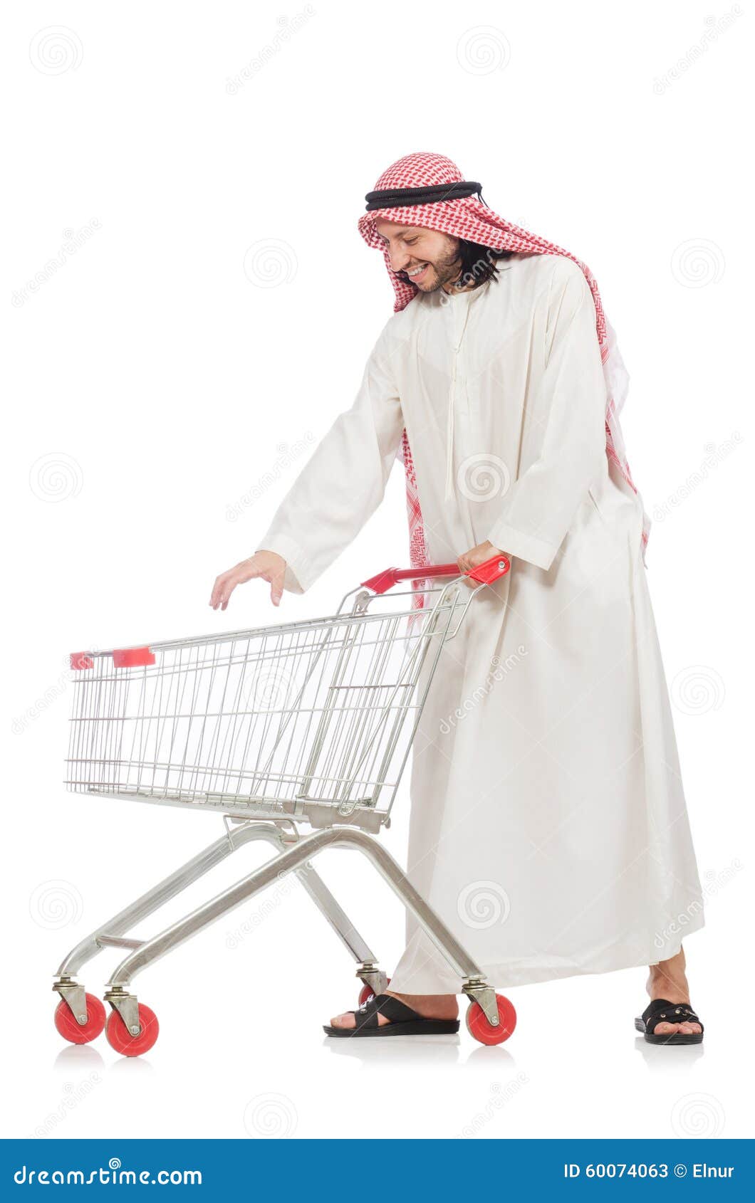 Arab Man Doing Shopping Isolated on White Stock Image - Image of islam ...