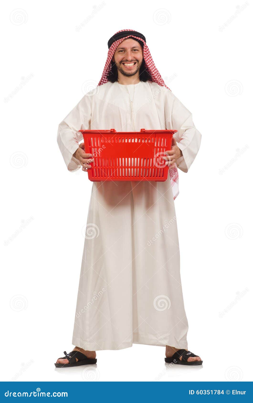 Arab Man Doing Shopping Isolated on White Stock Photo - Image of arab ...