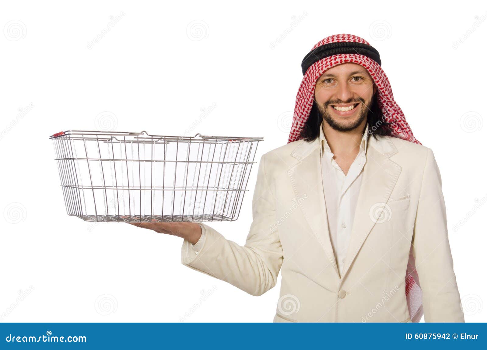 The Arab Man Doing Shopping Isolated on White Stock Photo - Image of ...
