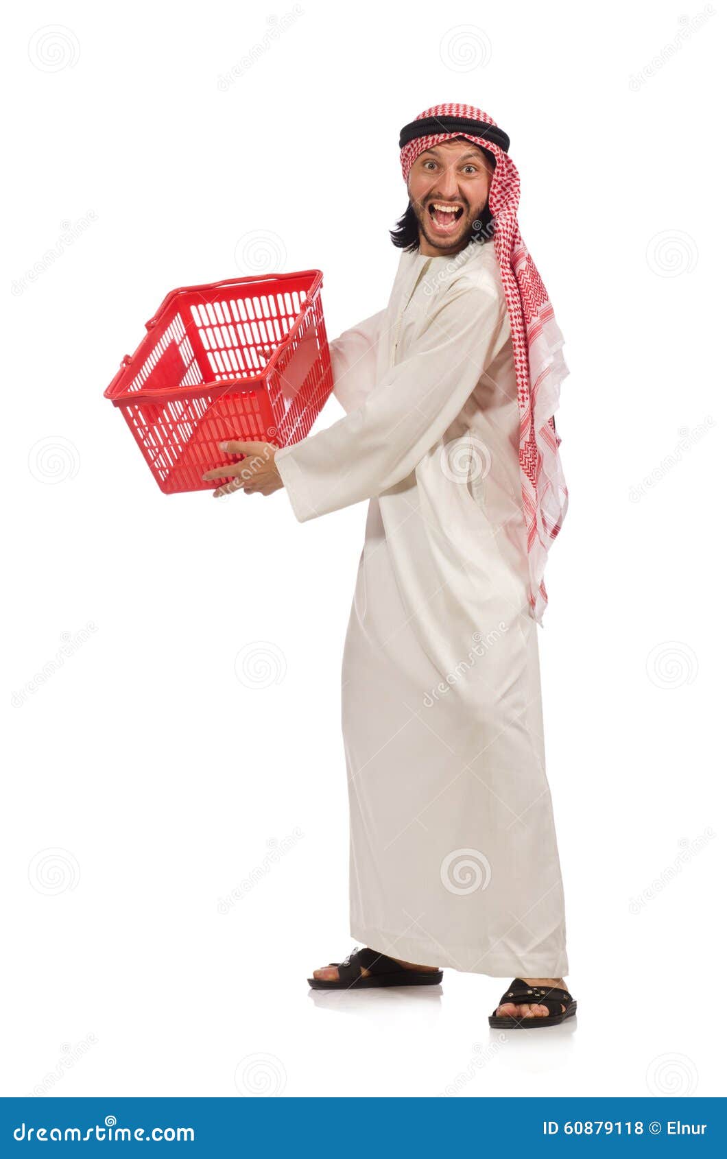 The Arab Man Doing Shopping Isolated on White Stock Photo - Image of ...