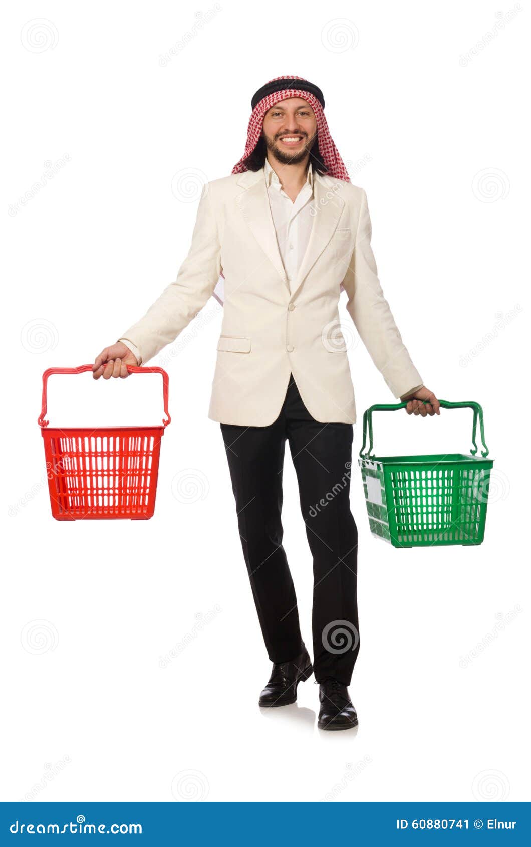 The Arab Man Doing Shopping Isolated on White Stock Image - Image of ...