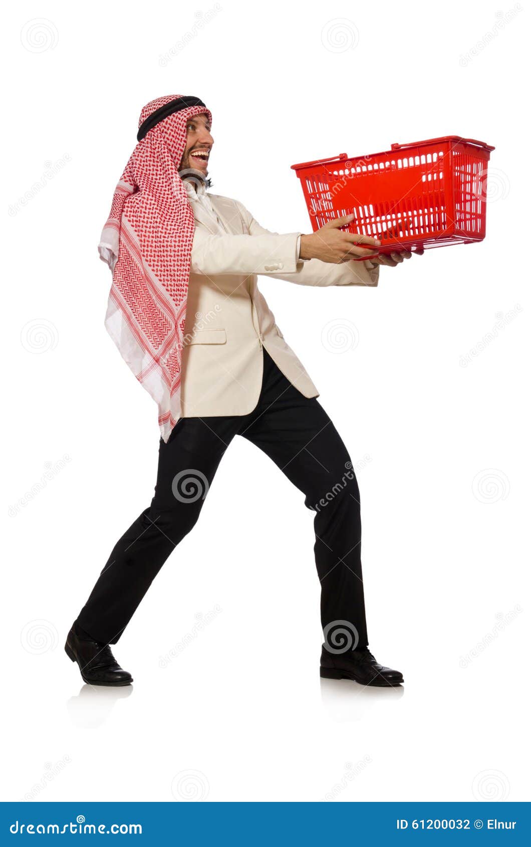 The Arab Man Doing Shopping Isolated on White Stock Photo - Image of ...