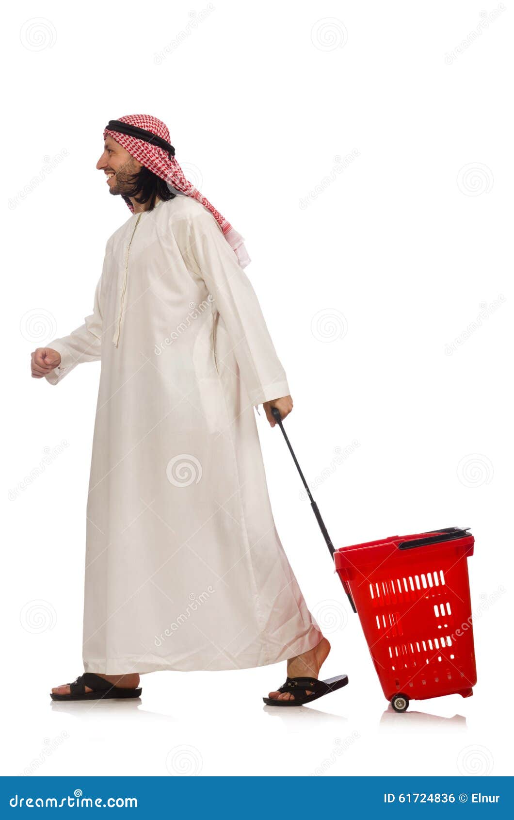 The Arab Man Doing Shopping Isolated on White Stock Photo - Image of ...