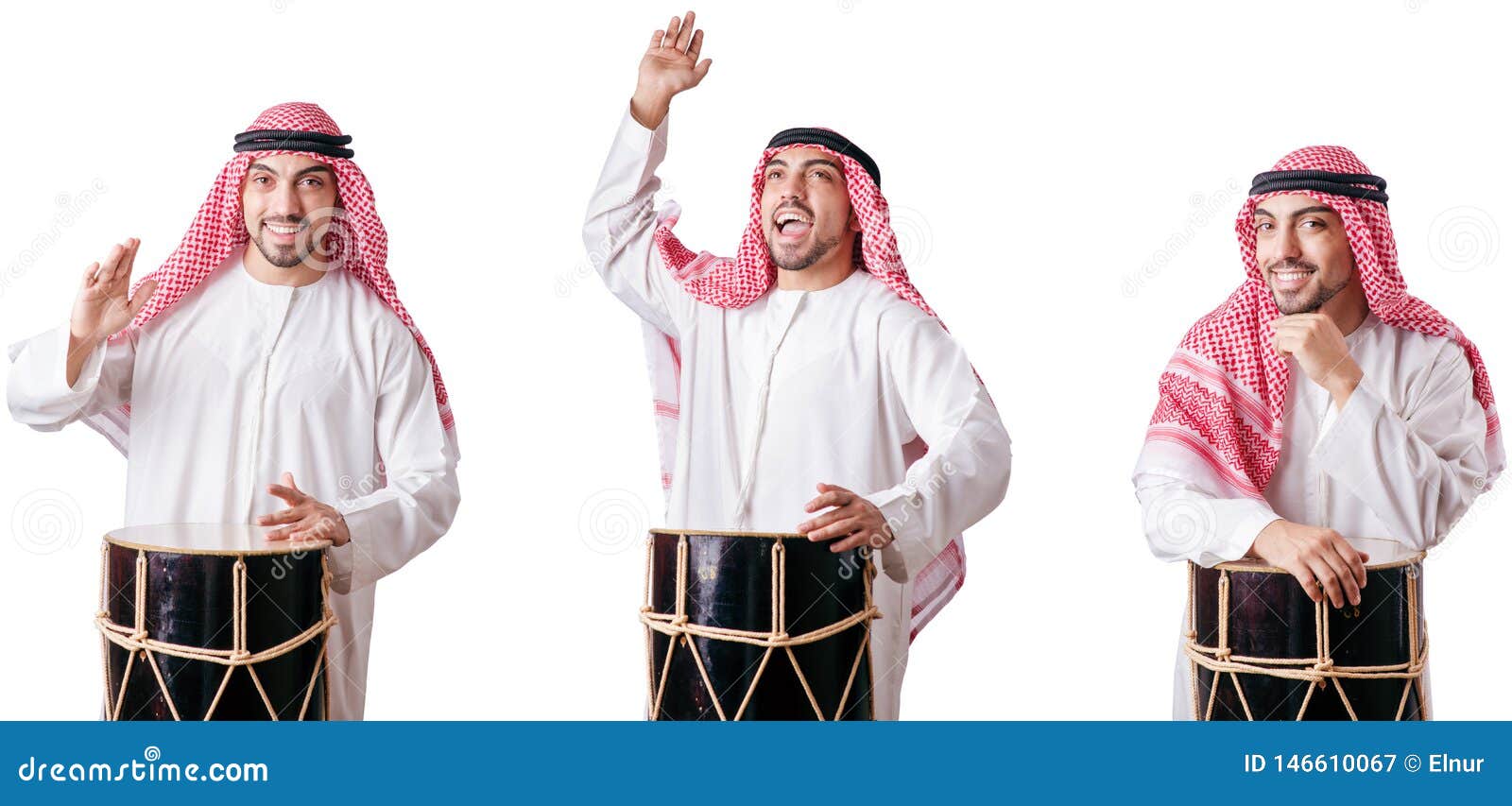 The Arab Man with Drum Isolated on White Stock Image - Image of arab ...