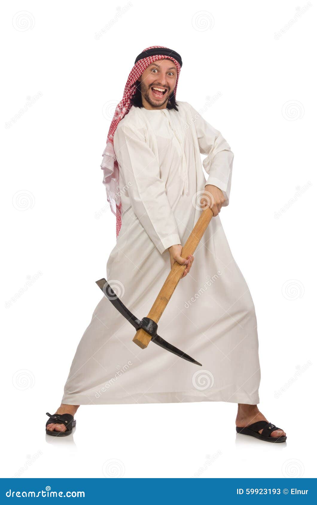 Arab Man with Ice Axe Isolated on White Stock Image - Image of bedouin ...
