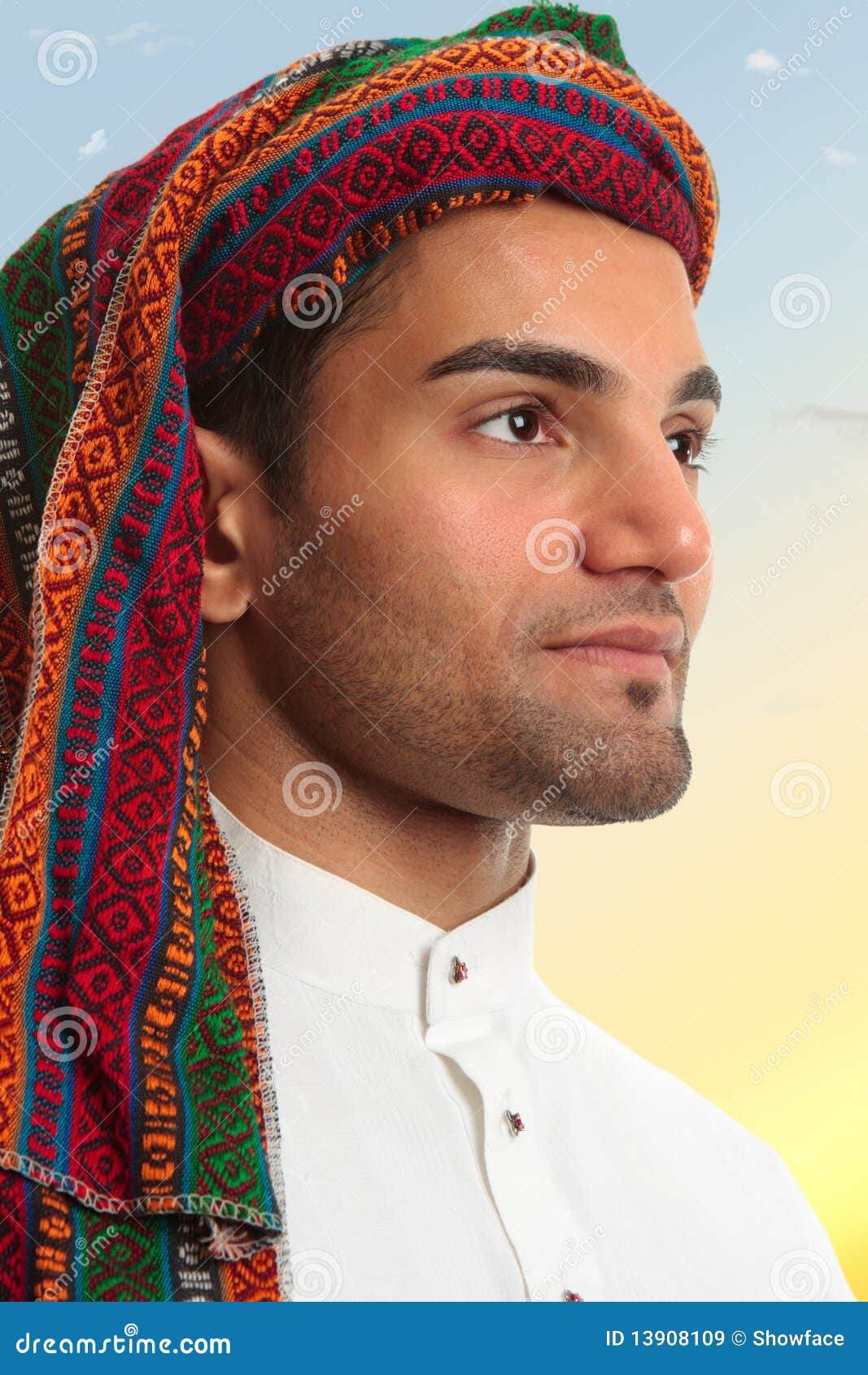 Arab Man Looks Out Expectantly Stock Image - Image of middle, headdress ...