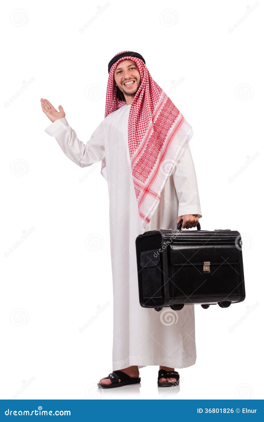 Arab man with luggage stock photo. Image of asian, dress - 36801826