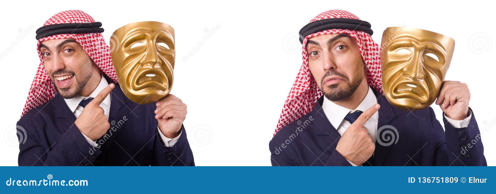 The Arab Man with Mask Isolated on White Stock Image - Image of ...