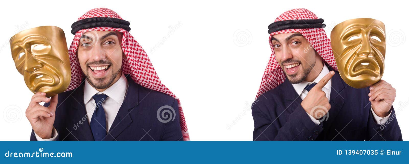 The Arab Man with Mask Isolated on White Stock Image - Image of face ...