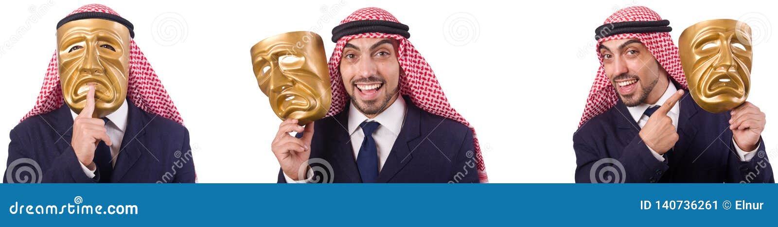 The Arab Man with Mask Isolated on White Stock Image - Image of ...