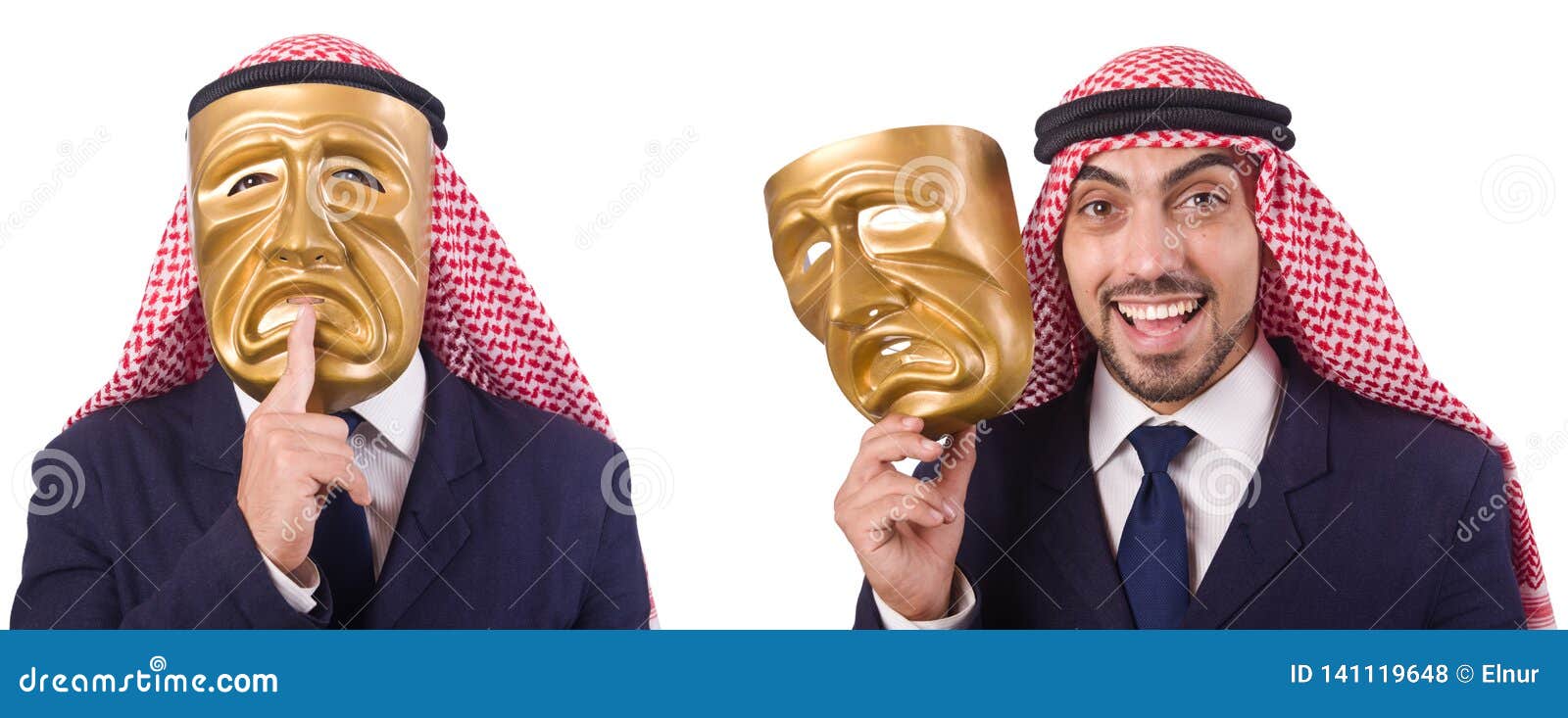 The Arab Man with Mask Isolated on White Stock Photo - Image of mask ...