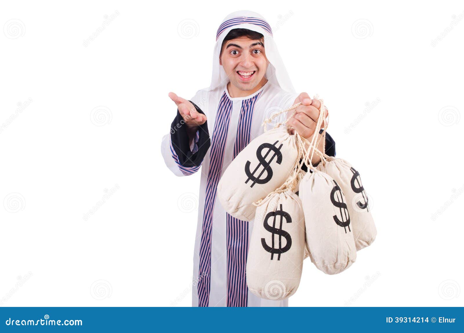 Arab man with money sacks stock photo. Image of currency - 39314214